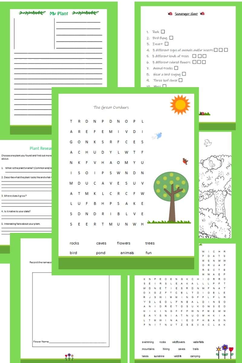 Great Outdoors Activity Packet for Kids - The Secret Life of Homeschoolers